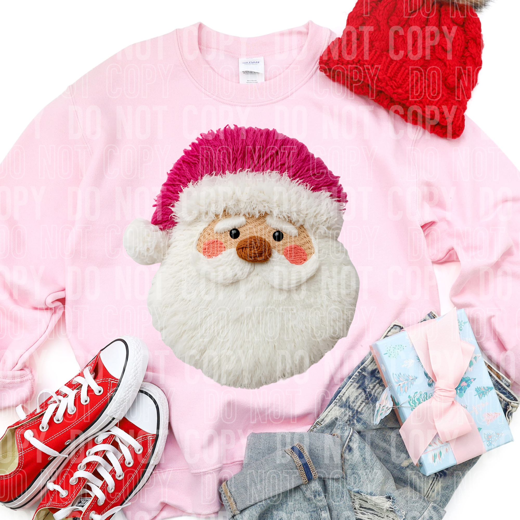 Pink Santa Lighter Skin Faux Yarn